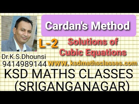 ll Cardan's Method ll Solutions of Cubic Equations ll Matrices ll L-2 ll - YouTube