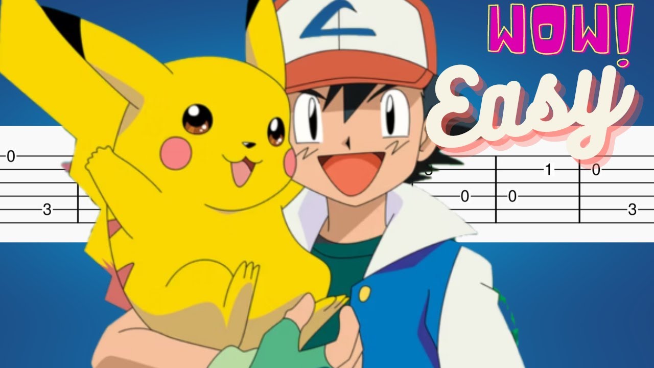 Pokemon Theme Song {Easy Guitar Tutorial Tabs For Beginners} + Backing ...
