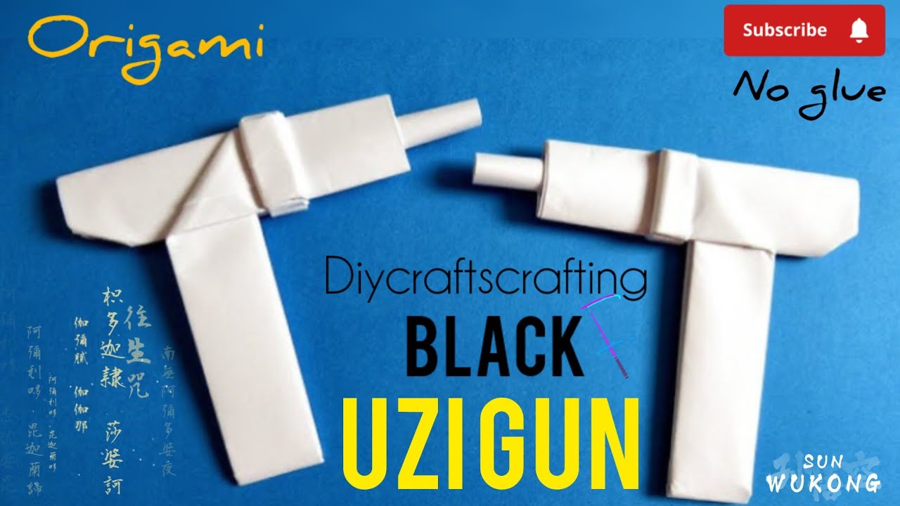 ORIGAMI UZI GUN TUTORIAL | DIY PAPER UZI GUN WITHOUT GLUE STEP BY STEP ...