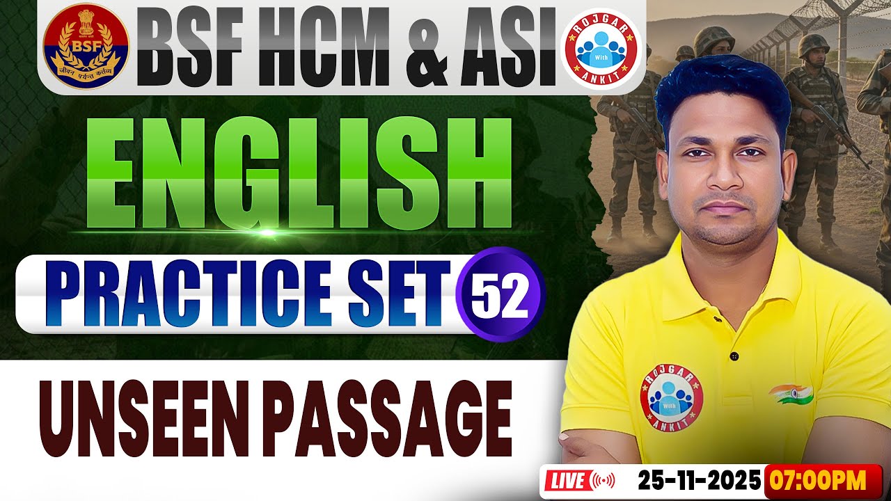 BSF HCM English Class | BSF English Practice Set #52 | Unseen Passage ...