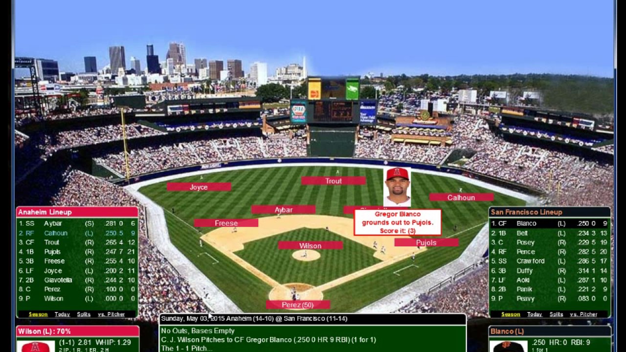 PureSim Baseball 5 4 2015 LA Angels at San Francisco CJ Wilson vs Peavy ...