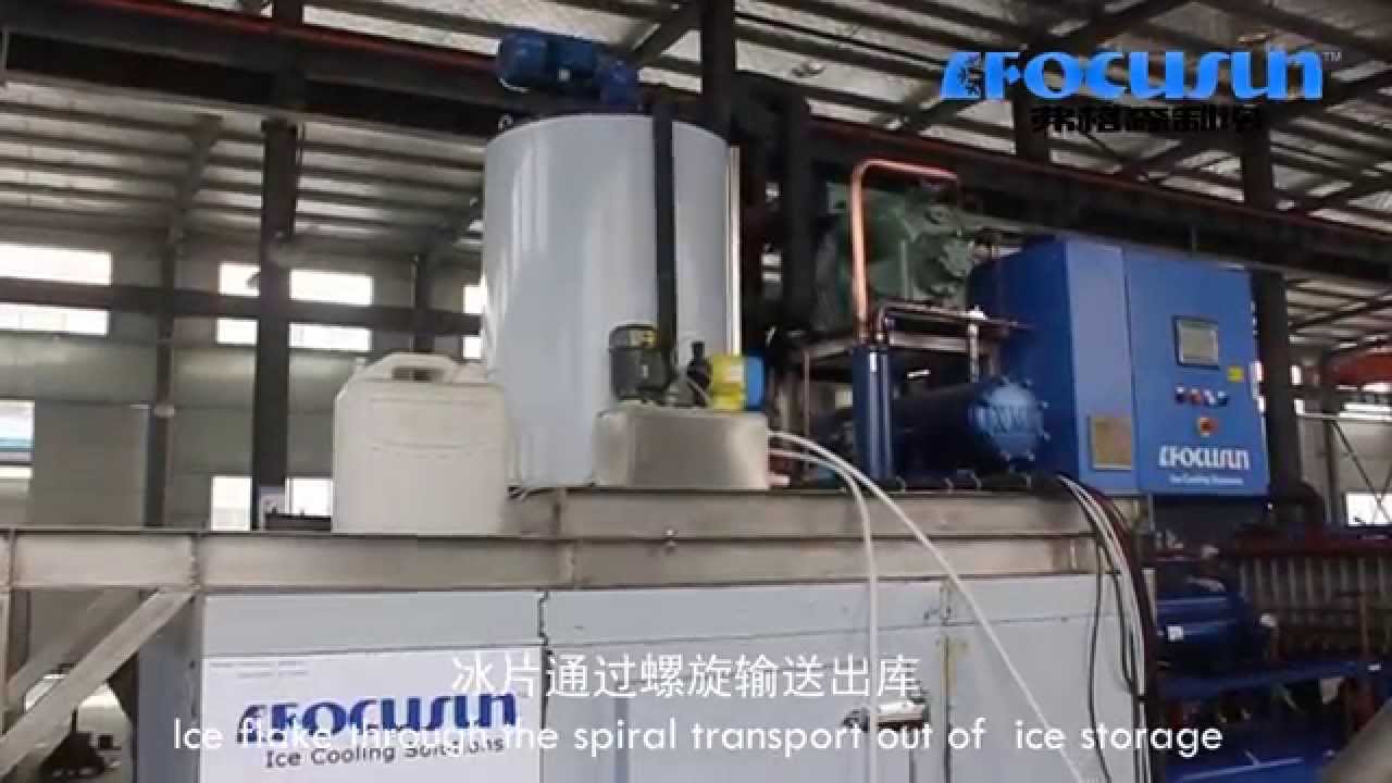 Focusun 3T Flake ice machine with screw ice storage room - YouTube