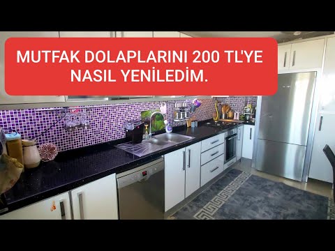 MUTFAK DOLAPLARINI 200 TL'YE NASIL YENİLEDİM?-Folyo ile dolap kaplama,#folyo,#dolapkaplama,#dcfix