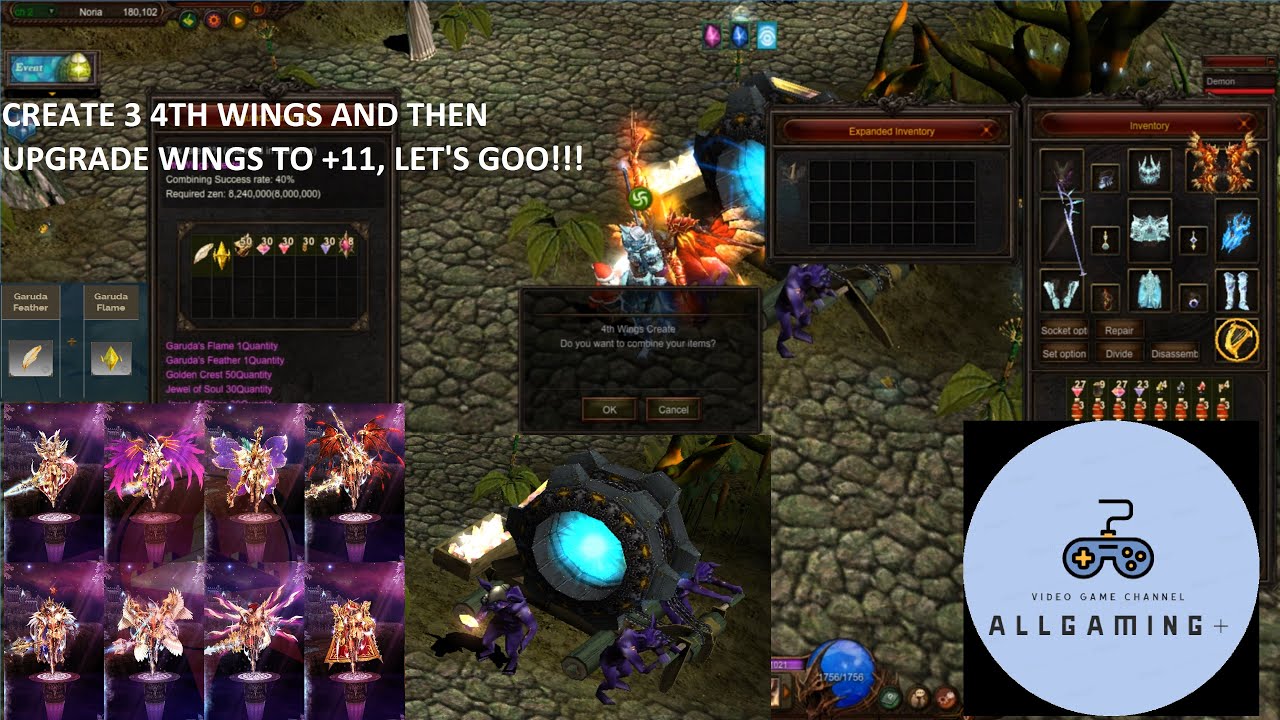 MUONLINE - CREATE 4TH WINGS GARUDA FEATHER & UPGRADE +11 - SPANISH ...