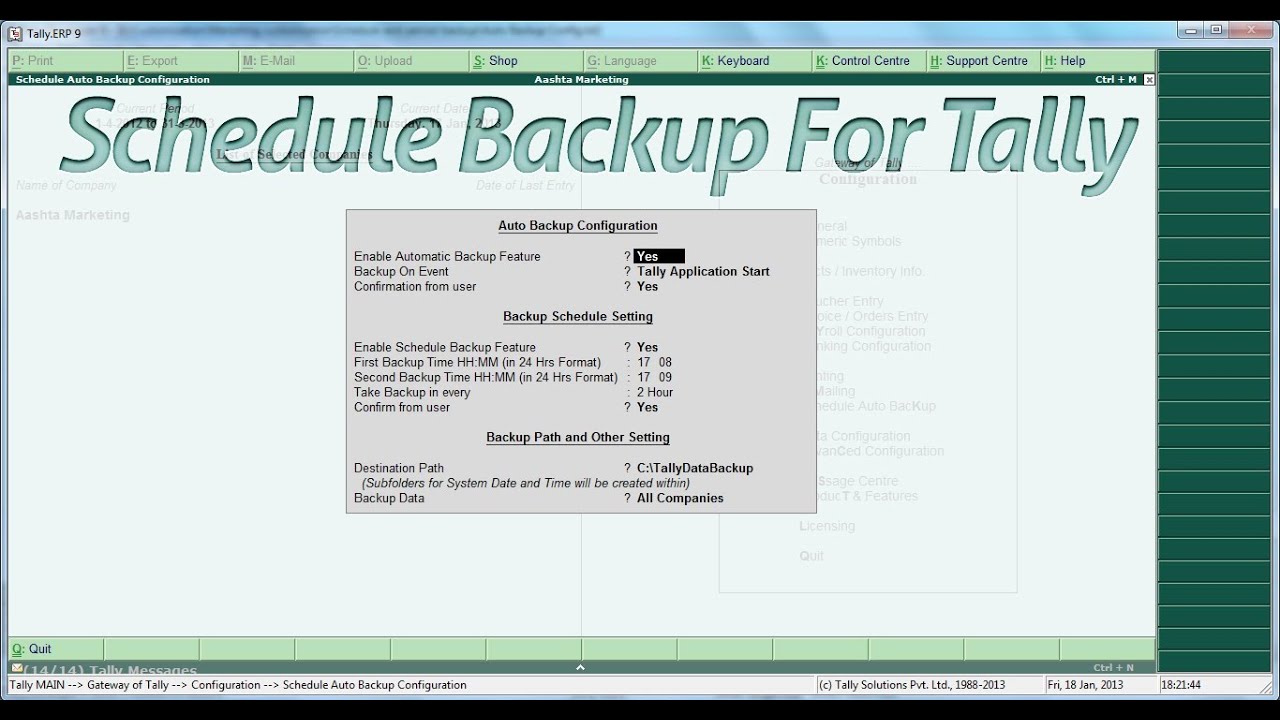 Schedule Backup Customization For Tally .ERP9 - YouTube
