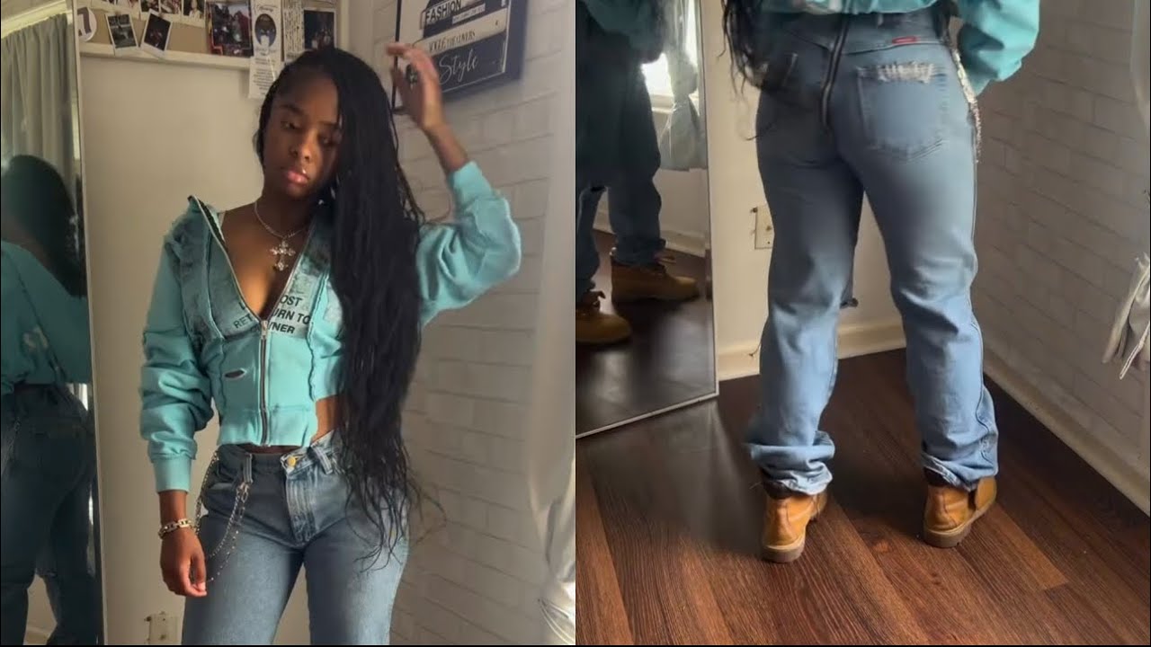 Try on haul | Blue Denim Balenciaga collab x Instagram Custom Baby Blue ...