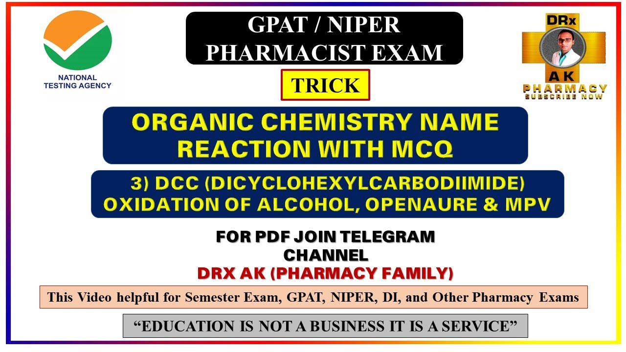 DCC OXIDATION OF ALCOHOL|| OPENAURE & MPV || NAMED REACTION || ORGANIC ...