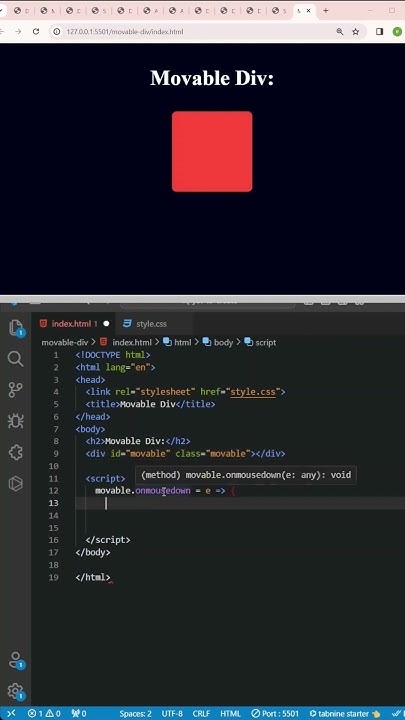 Moveable Div Using Javascriptprogramming Javascript Html Css Webdevelopment Coding Html5