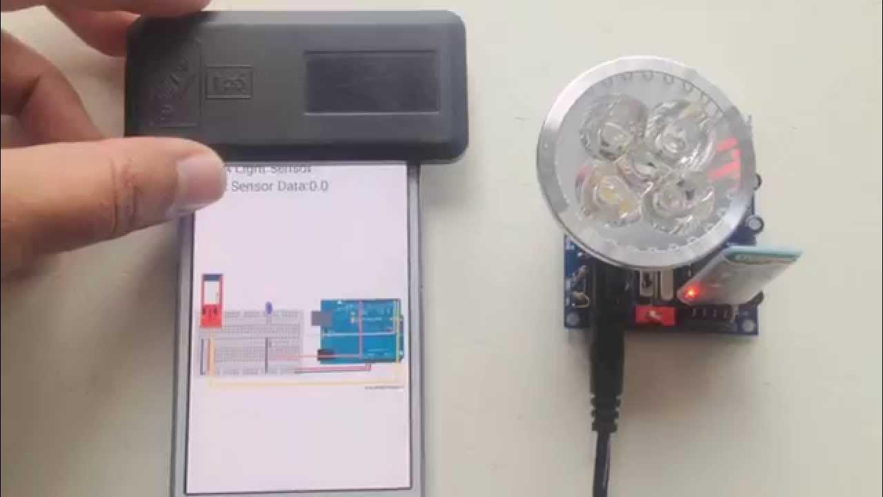 Amarino Lamp- Light sensor - YouTube