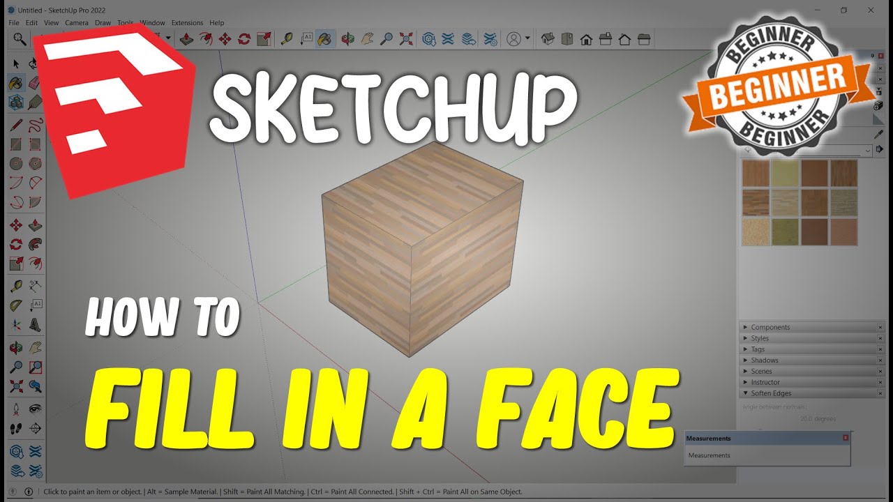 Sketchup How To Fill In A Face - YouTube