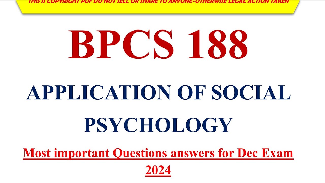 BPCS 188 | APPLICATION OF SOCIAL PSYCHOLOGY | important Questions I ...