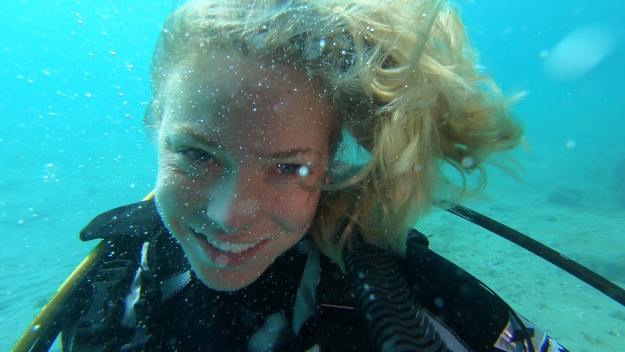 @TrinaMason underwater scuba diving no mask in ocean at blue heron ...