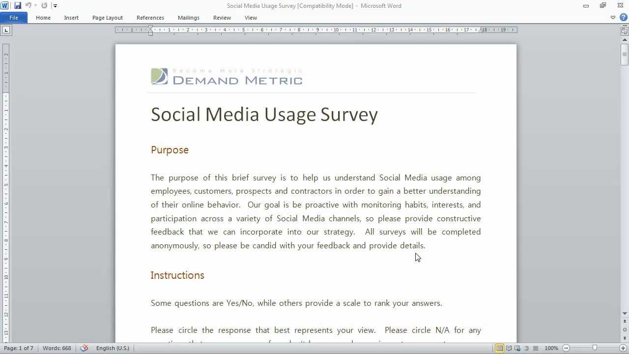 Social Media Usage Survey - YouTube