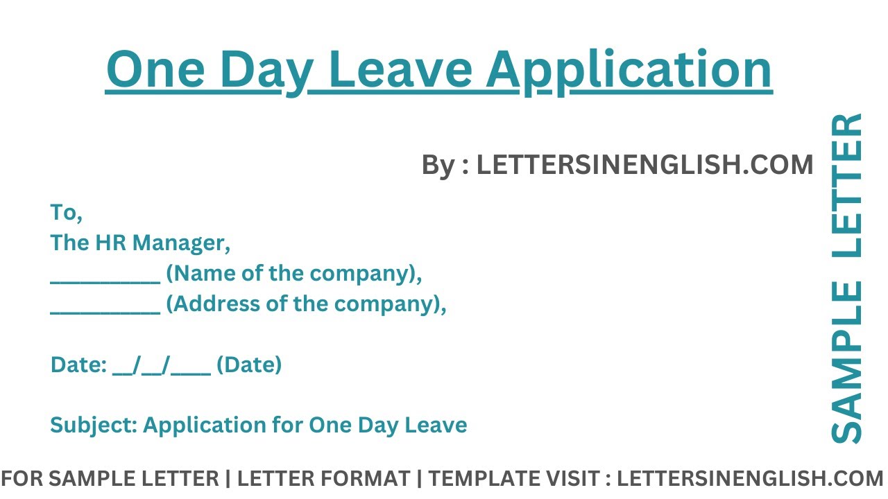 One Day Leave Application - Sample Application for One Day Leave - YouTube