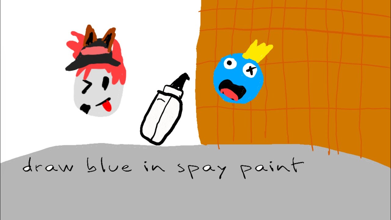 Drawing blue from rainbow friend spay paint 🎨 - YouTube