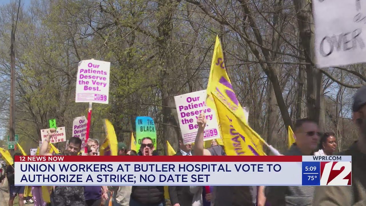 Butler Hospital workers vote to authorize a strike - YouTube