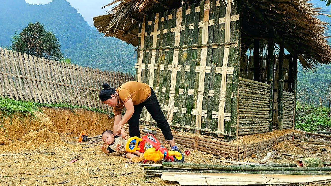 The process of completing the bamboo house of a homeless mother and ...