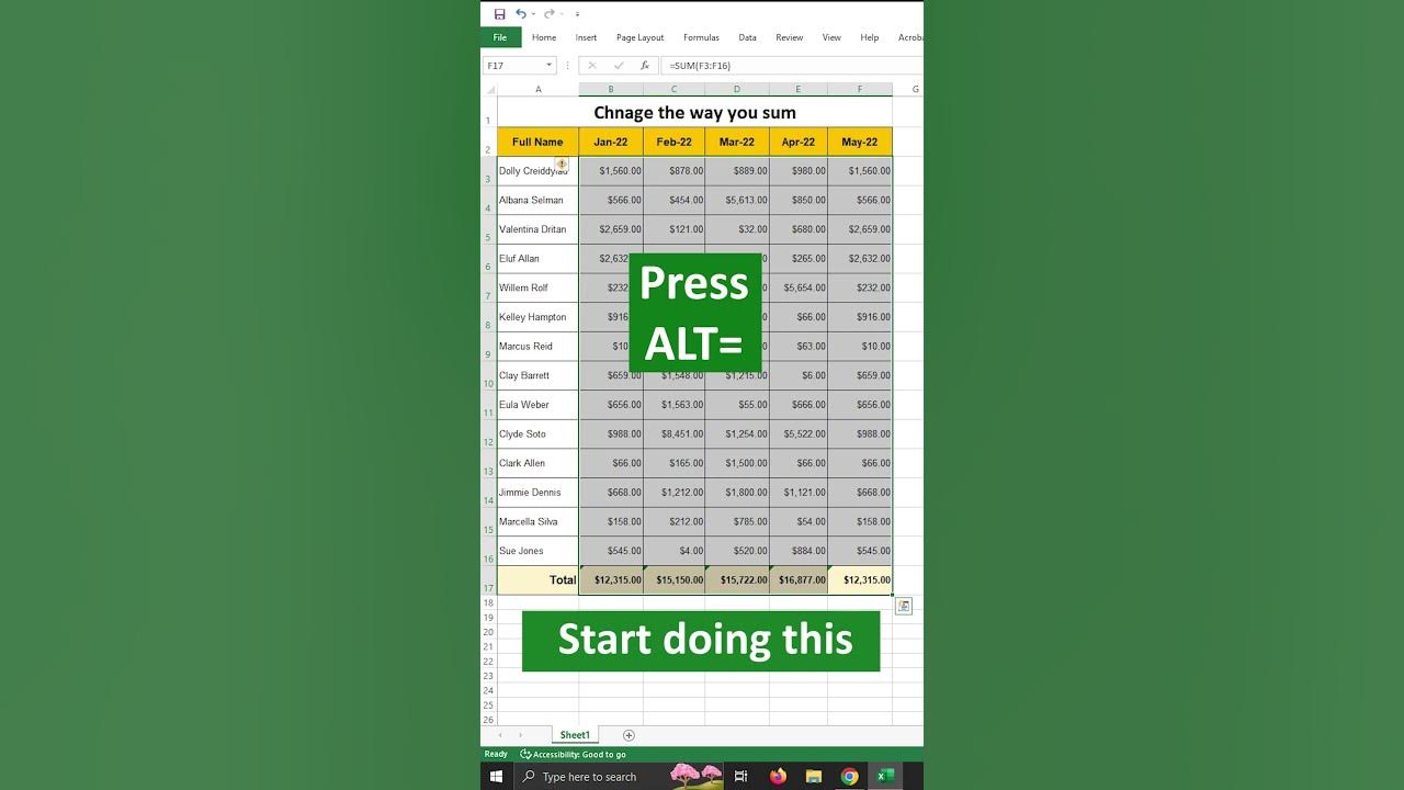 Excel Magical Tricks - Sum All in one click | Excel Tips and Tricks 2023 - YouTube