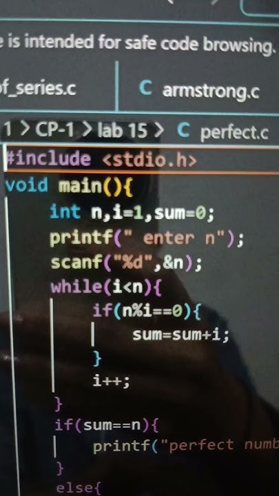 Perfect number value by user in C programming #cprogramming #code #programming - YouTube