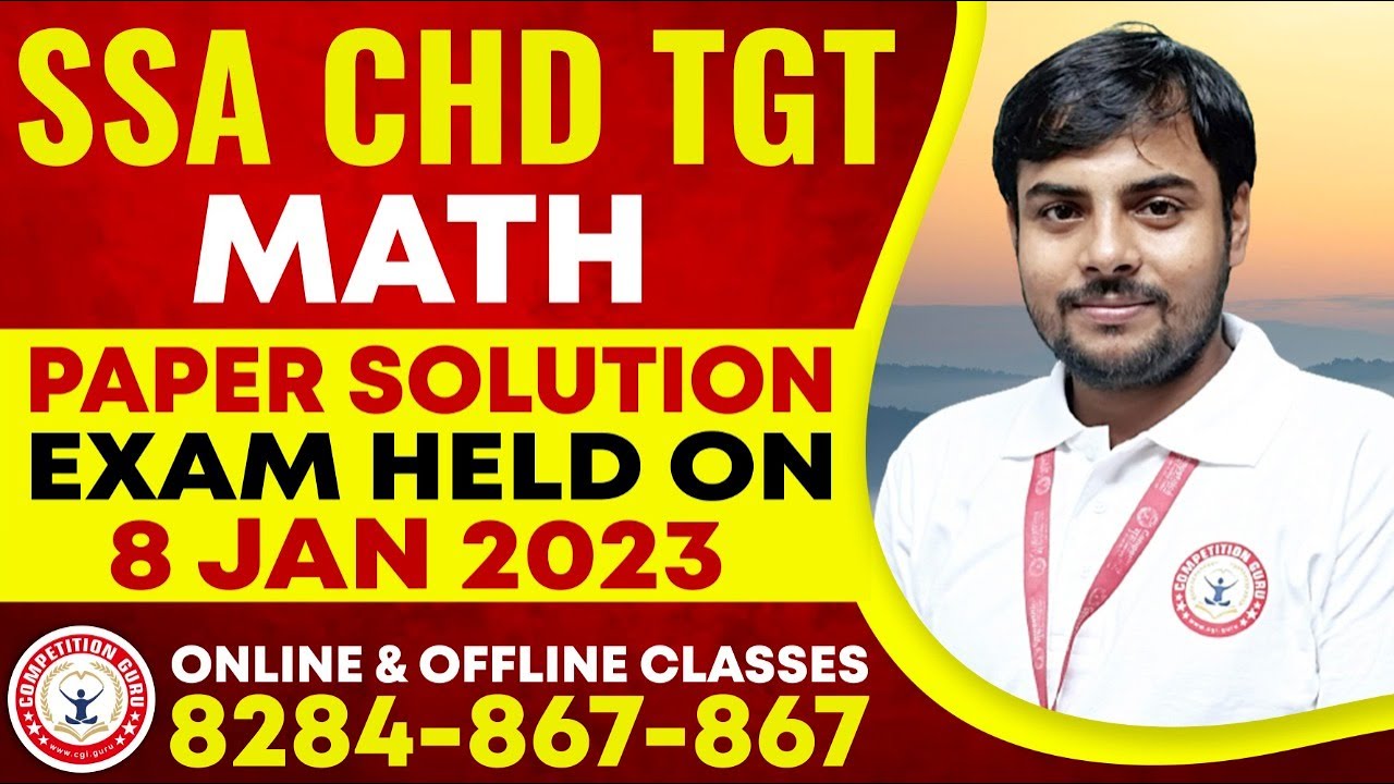 SSA TGT Chandigarh MATH Part A Paper Solution Held on 8 JAN 2023 ...