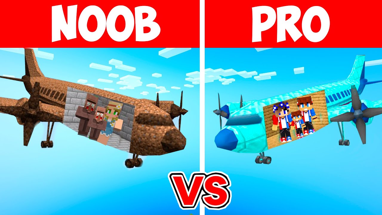 NOOB vs PRO: AIRPLANE HOUSE ALEXBRO vs AIRPLANE VILLAGER Build ...