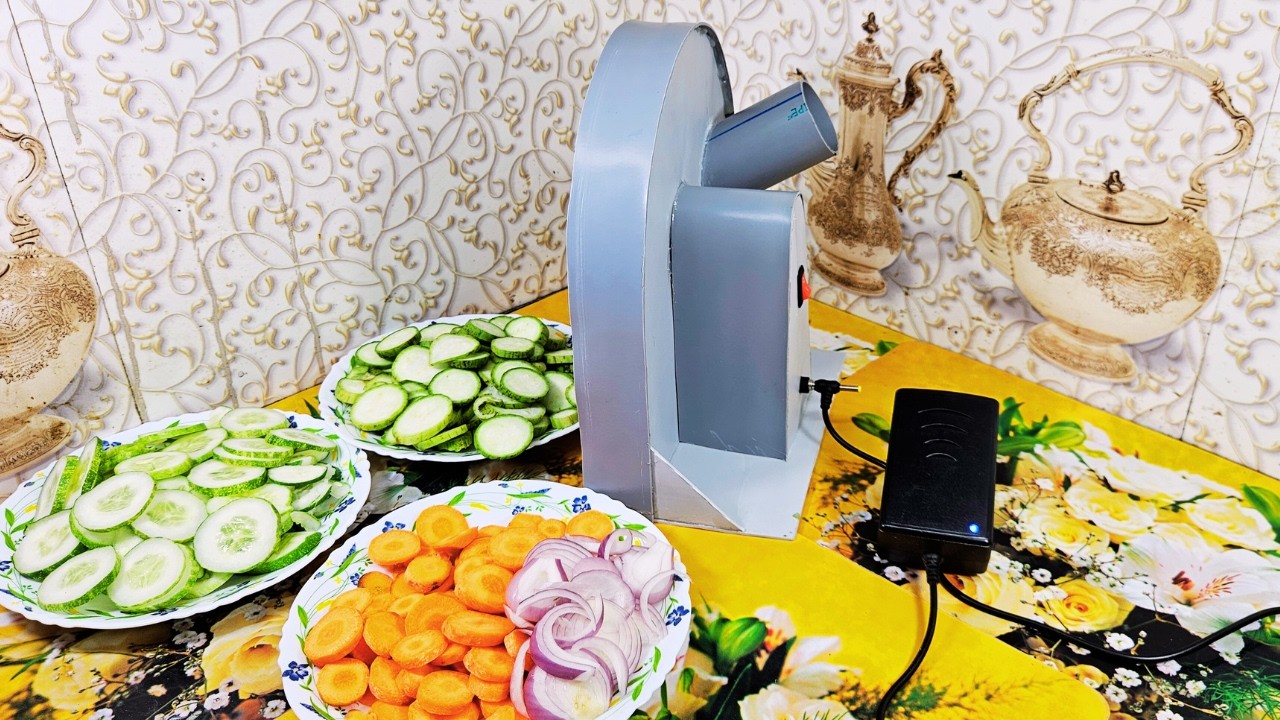How to make a Vegetable Cutting Machine at Home | DIY Onion Slicer ...