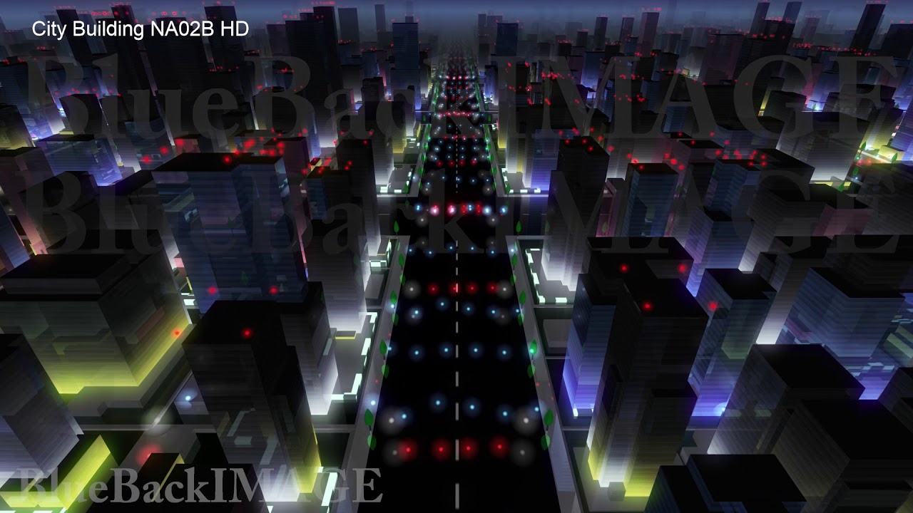 Stock Footage City Town Neon lights night view urban building street ...