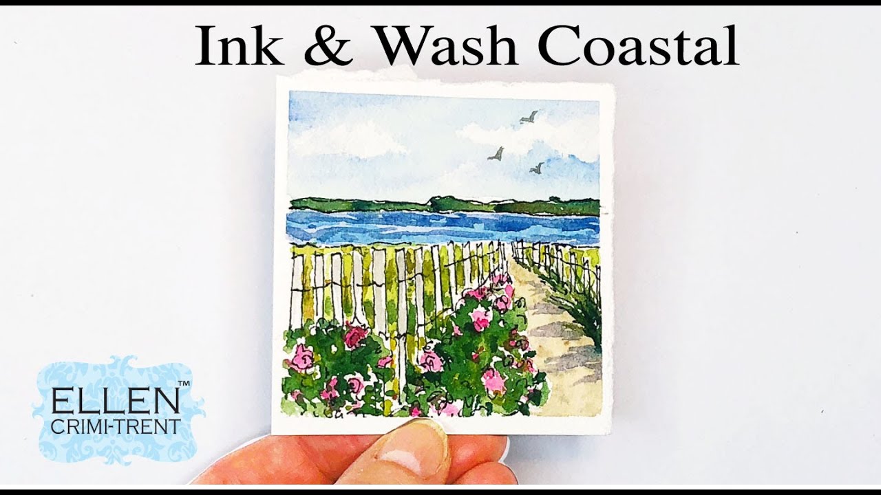 EASY Ink & Wash Watercolor Coastal Painting Tutorial - Mini Monday ...
