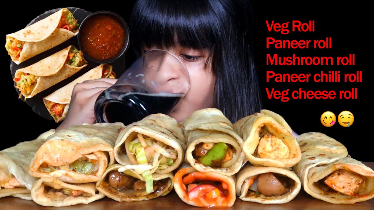 After A Long Time🌯ASMR VEG ROLL, PANEER ROLL, MUSHROOM ROLL, PANEER ...