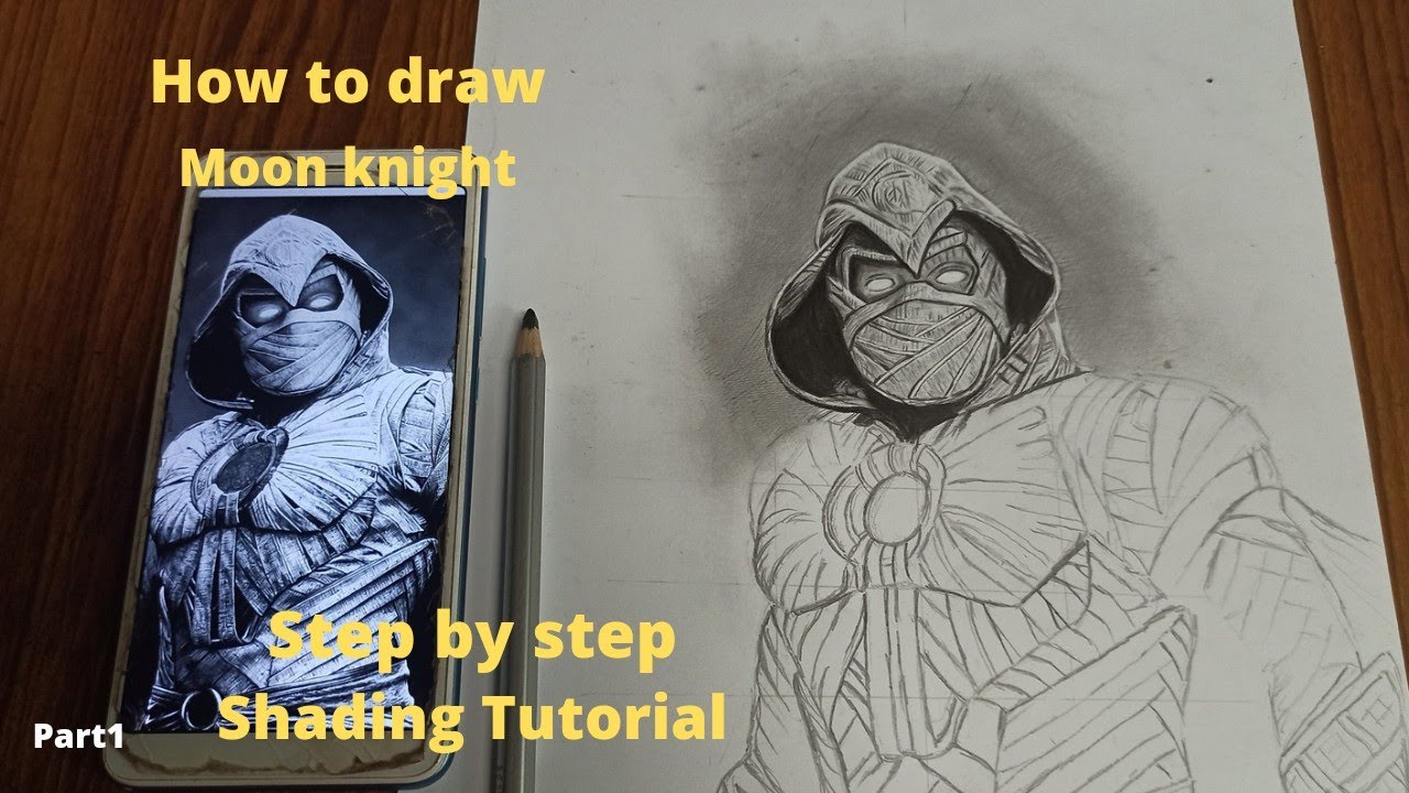 How to Draw Moon Knight Step by Step Shading Tutorial (Part-1) - YouTube