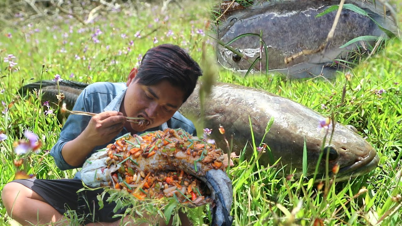 Catch a Very Big-Fish Cooking With Chili's sauce tastes Delicious - YouTube