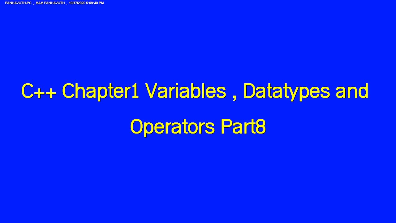 C Chapter1 Variables Datatypes And Operators Part8 Youtube
