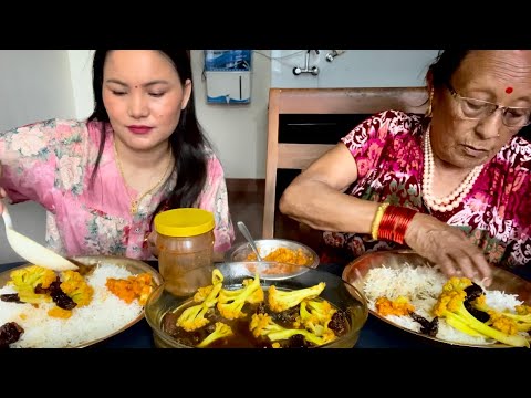 Cauliflower buff sukuti jhol aap ko spicy achar rice@gurungfamily4715 ...