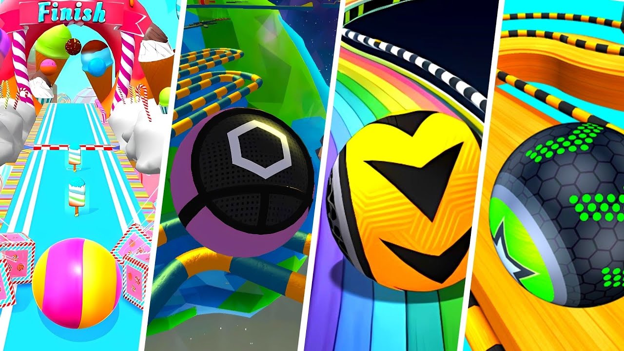 Candy Ball Run vs Action Balls vs Rolling Ball Sky Escape vs Going ...