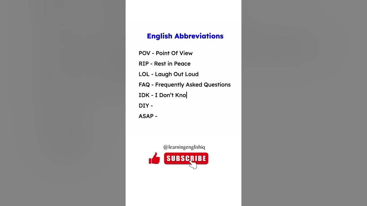 Quick Guide: Full Forms of Popular Chat Acronyms! #english #acronyms # ...