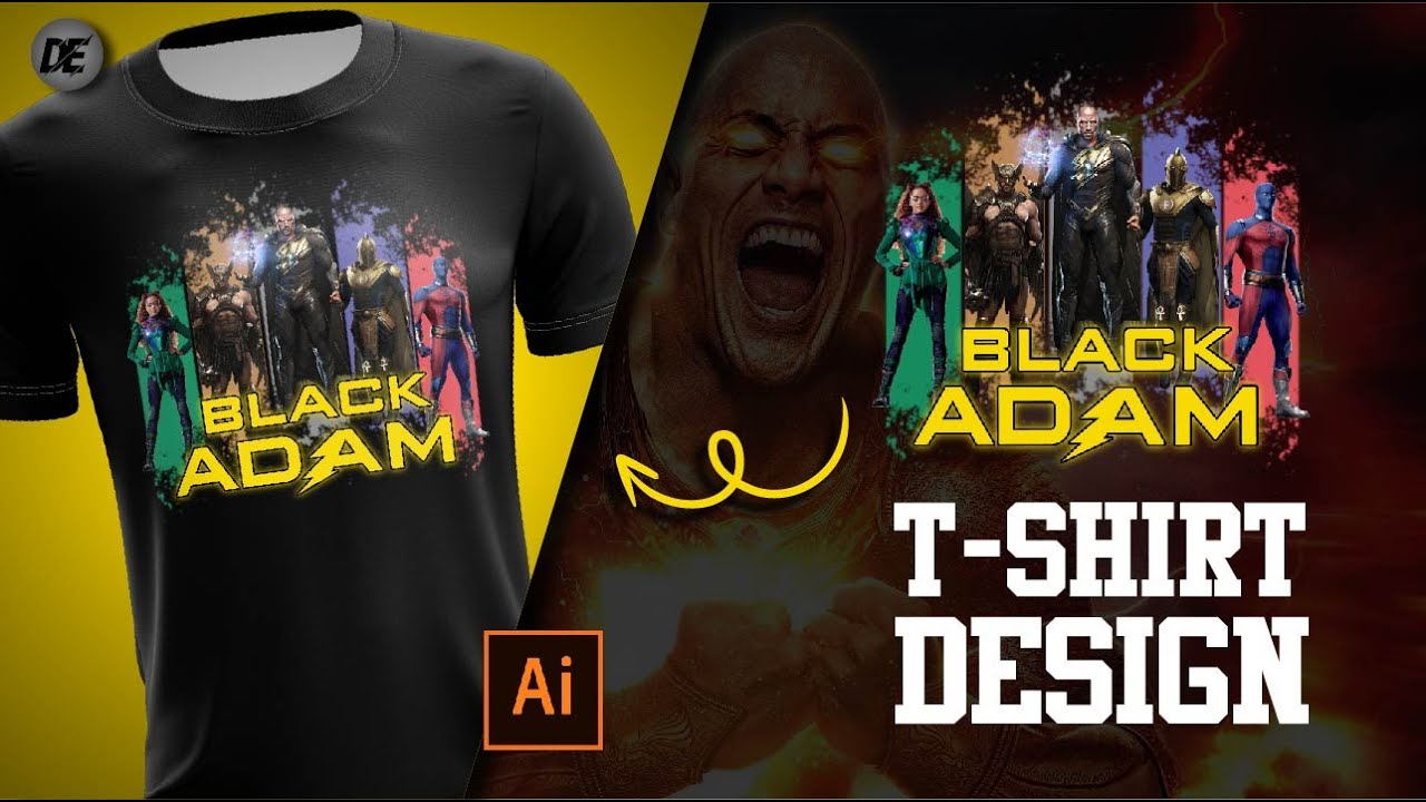 BLACK ADAM T-SHIRT DESIGN IN ADOBE ILLUSTRATOR 2021 - YouTube