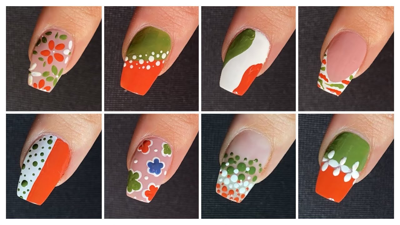 Top 10 Easy Tricolour nail art designs || Independence day special nail ...