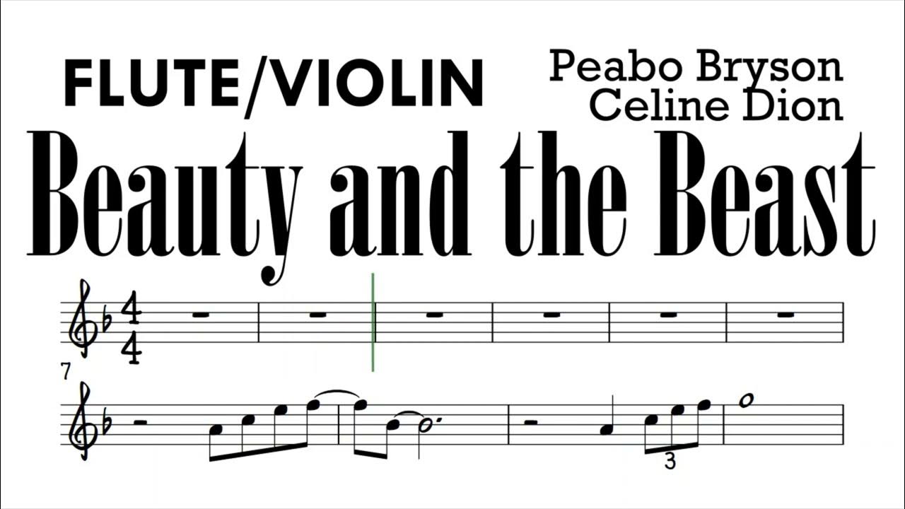Beauty and the Beast Duet Flute Violin Sheet Music Backing Track Play Along Partitura - YouTube