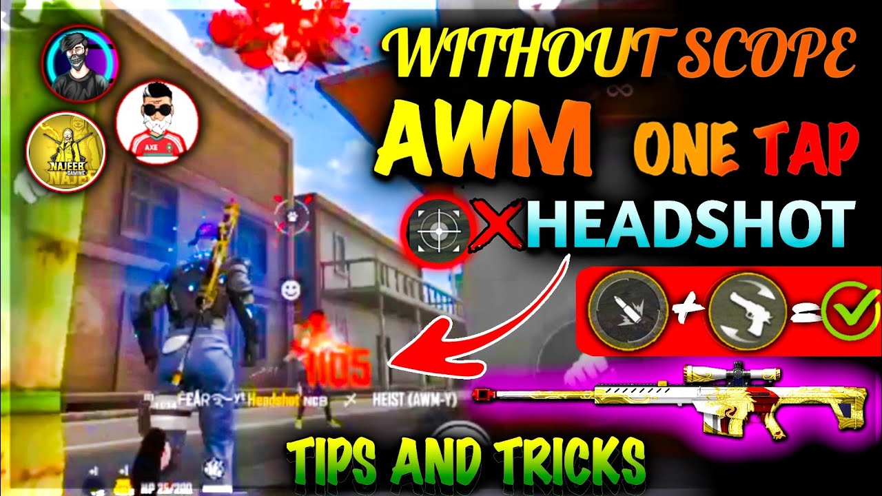 AWM Onetap Headshot Tips And Tricks || Without Scope Awm m82b Onetap headshot trick in free fire ...