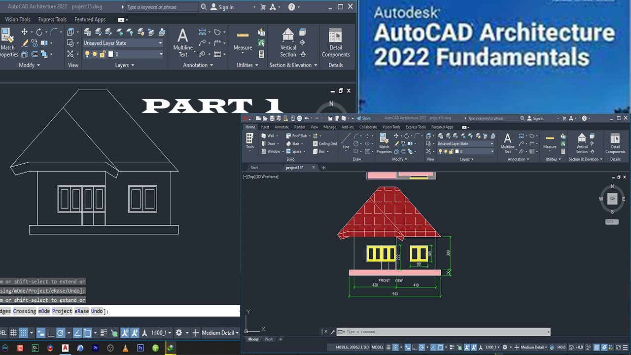 Autocad 2023 Tutorial for beginners front view elavation part 1 - YouTube