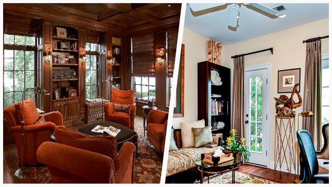 80 Stunning Mediterranean Living Room Library Design Ideas for Your ...