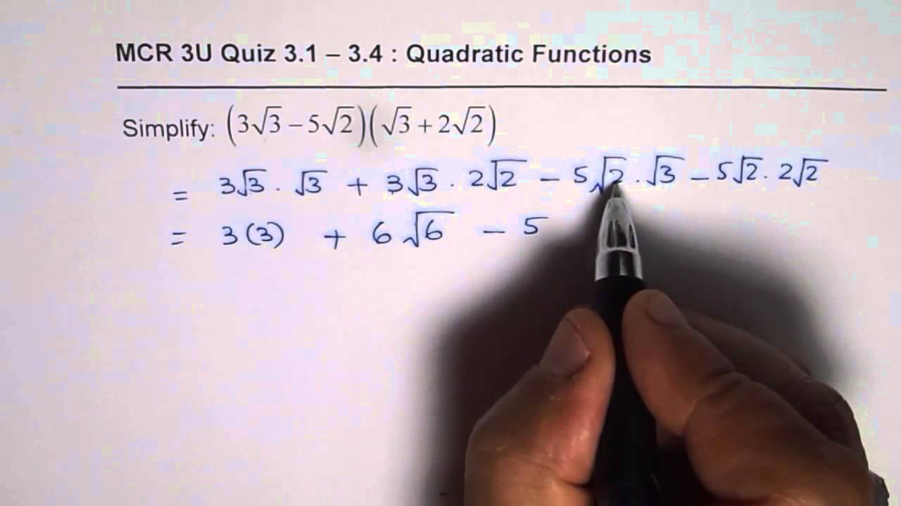 Apply Distributive Property to Radical Expressions and Simplify - YouTube