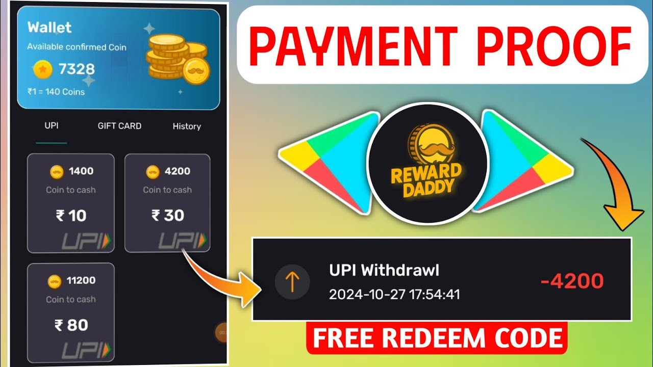 Reward Daddy App Payment Proof | Reward Daddy App For Redeem Code | Best Redeem Code Earning App ...
