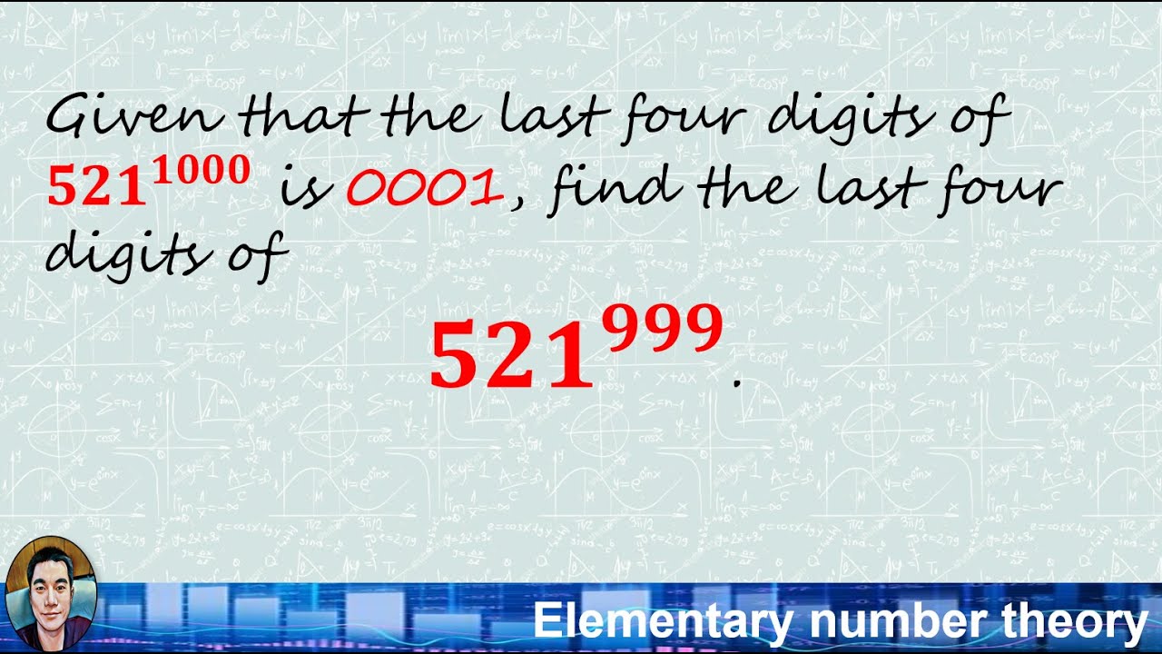 Solved using primary school method: Last Four Digits of a Number Raised ...