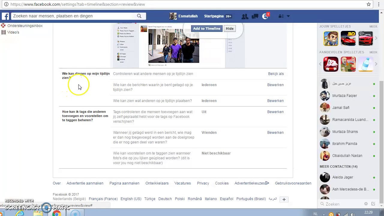 Privacy van de tijdlijn van een facebook Azimi Esmatullah student CVO Hoboken - YouTube