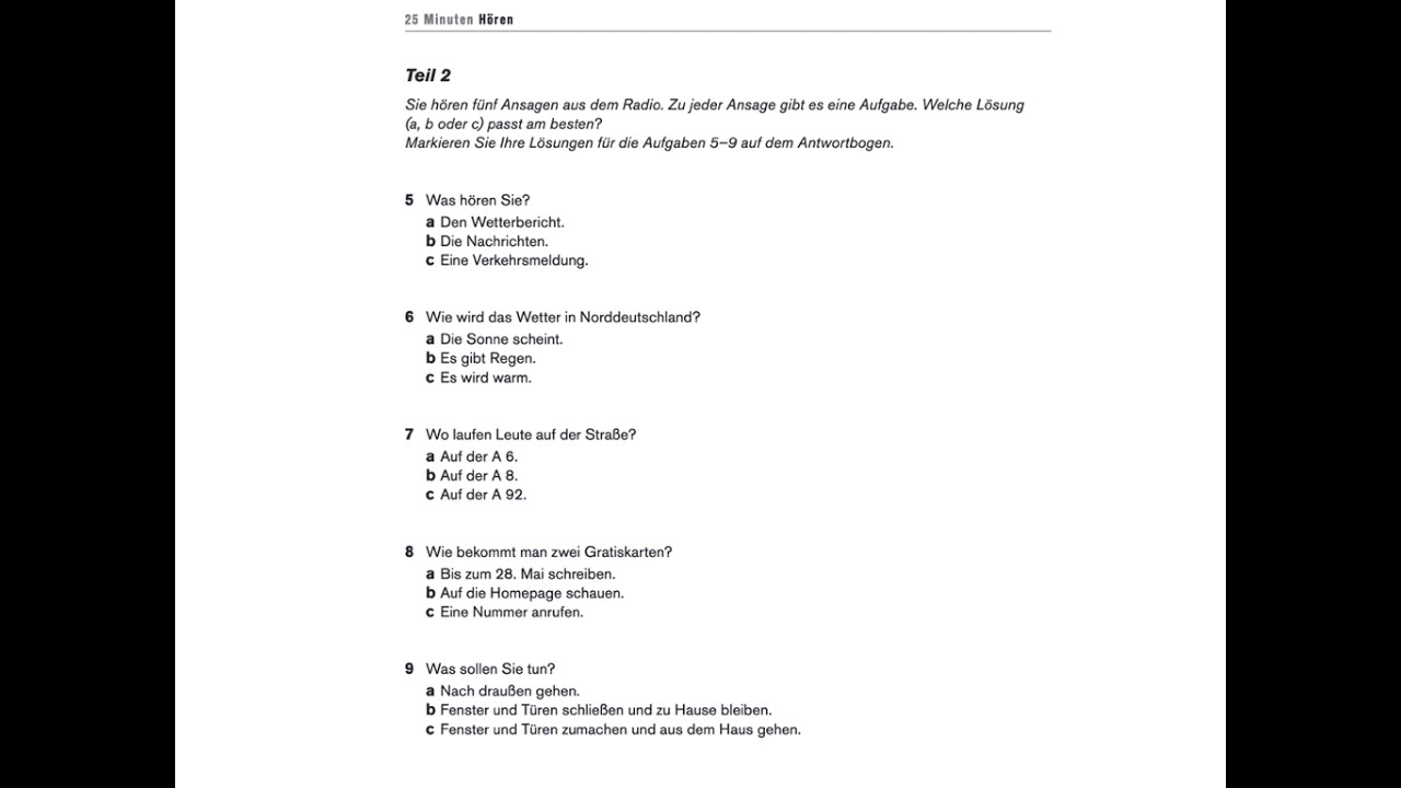 Modelltest Deutsch-Test für Zuwanderer A2-B1 Hören Teil 2 (DTZ telc B1 ...