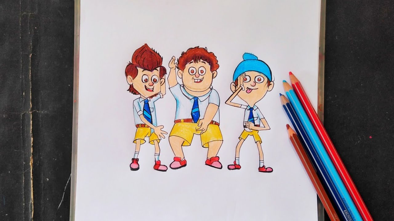 How to draw fukrey boys easy || fukrey boyzzz drawing cartoon for kids ...