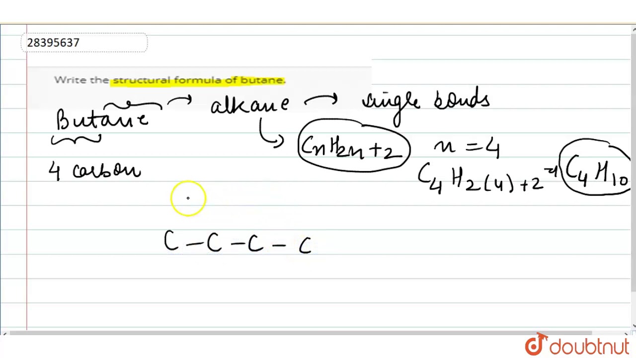 Write the structural formula of butane. - YouTube