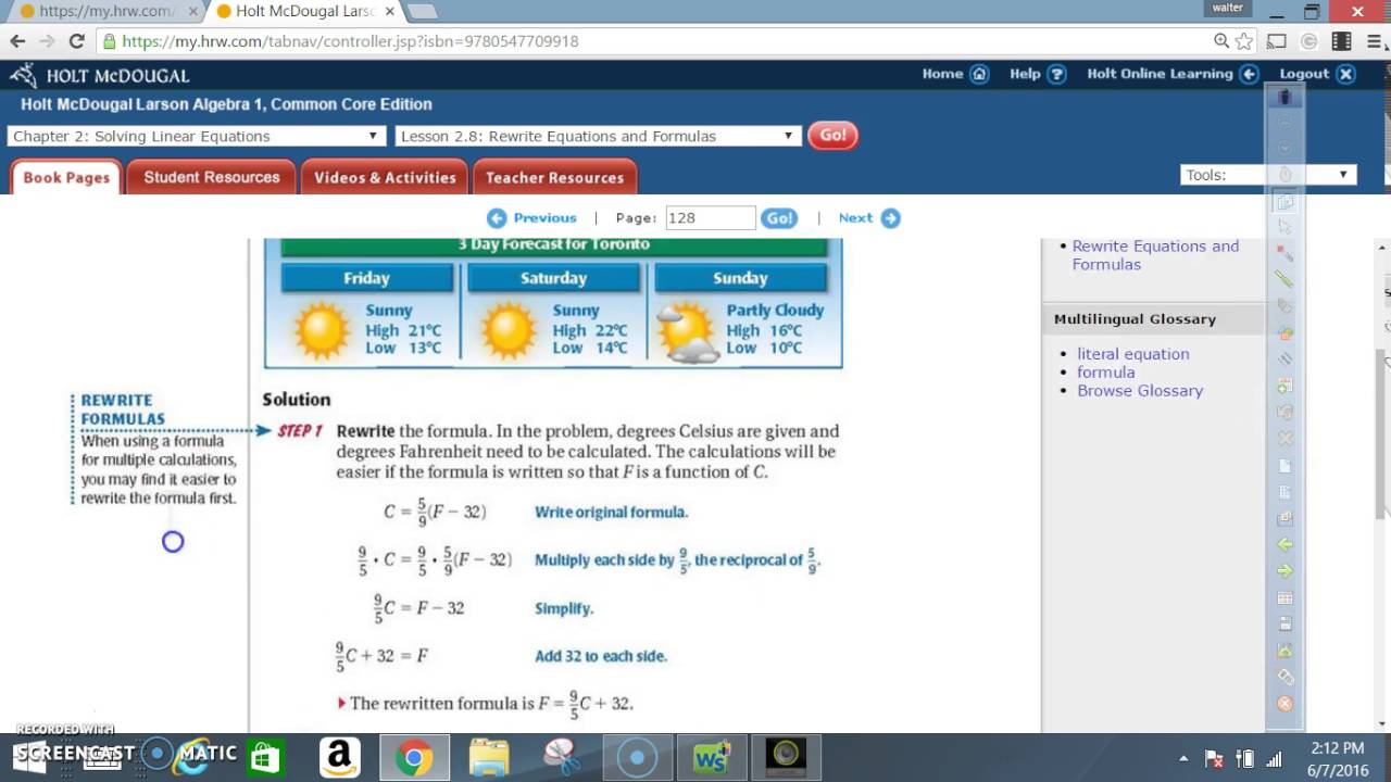 2 8 PART2 REWRITE EQUATIONS AND FORMULAS EXAMPLE4 - YouTube
