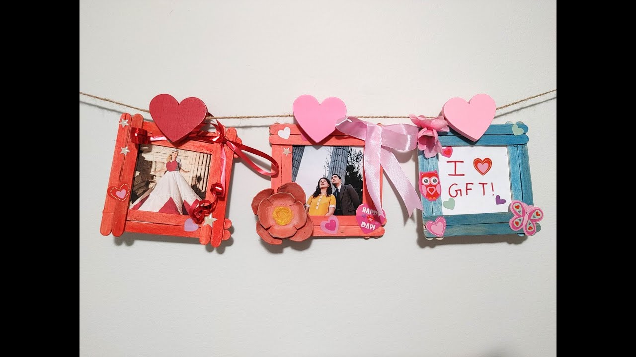 Popsicle Stick Picture Frame Valentine Valentine's Kids Craft Popsicle